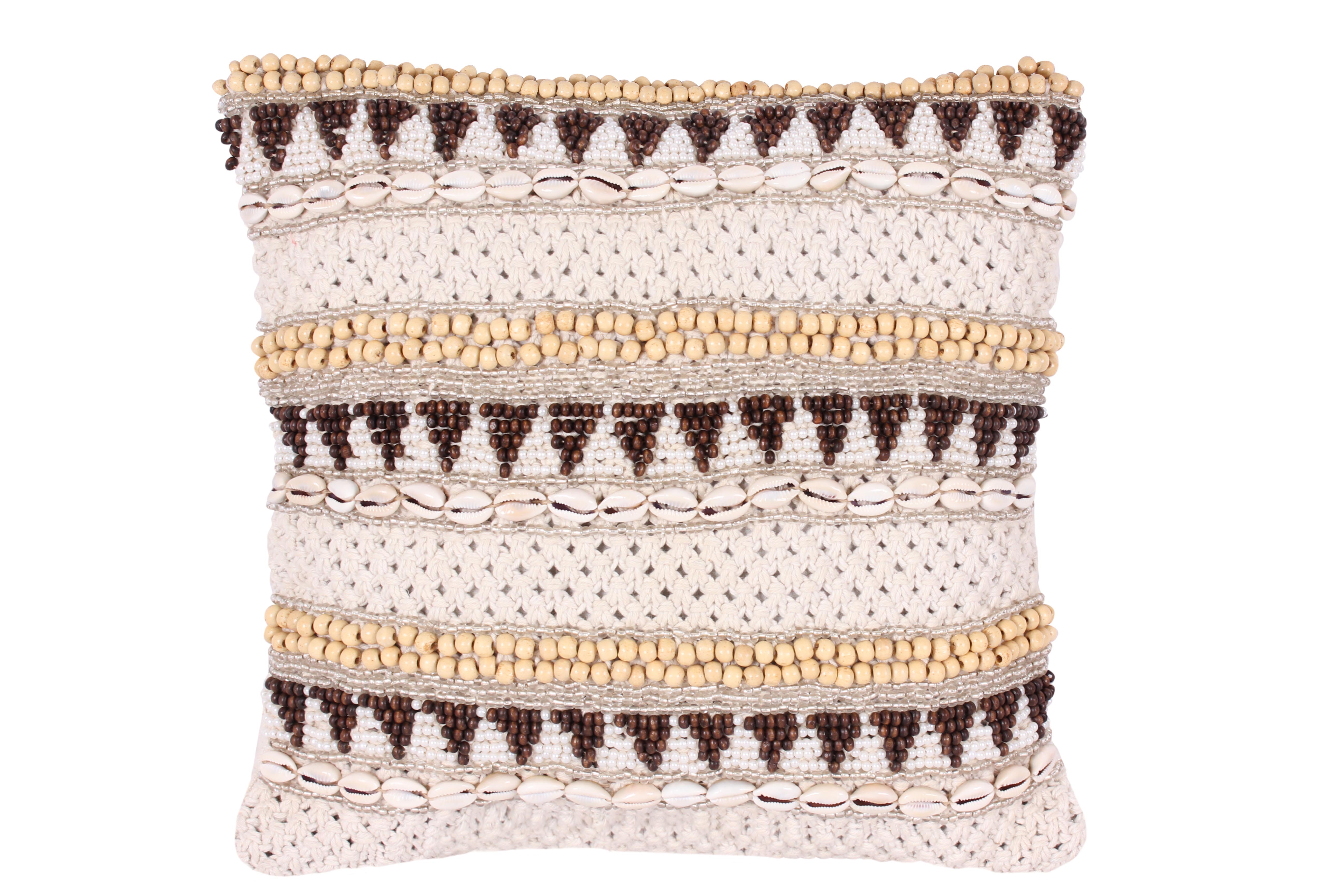 Hand-Crocheted Cushion Embellished with Shells – Tawasol Egypt