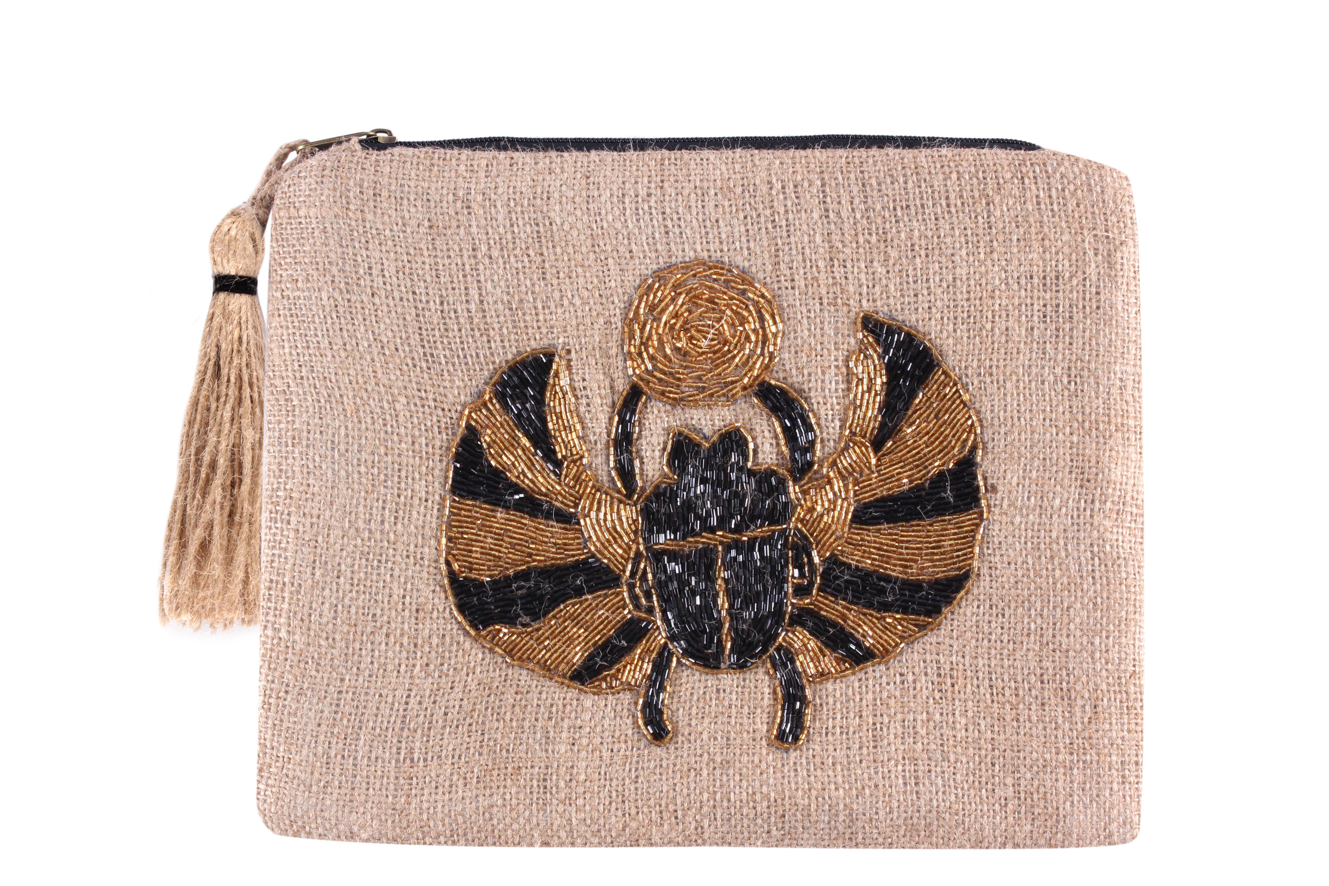 The Gilded Scarab: A Hand-Beaded Clutch to Make a Statement – Tawasol Egypt